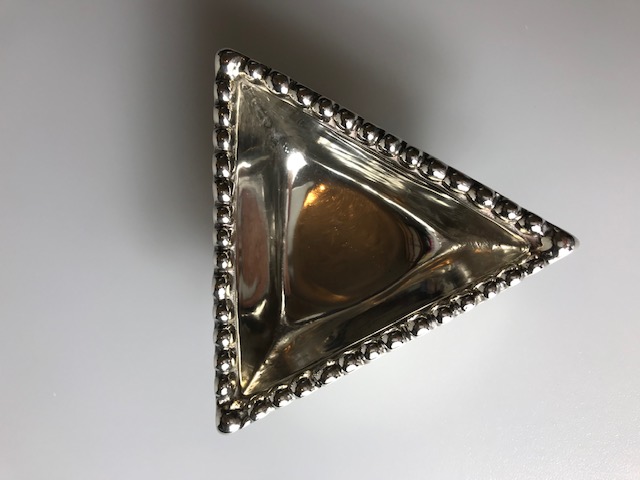 triangular dish, Edinburgh1924, Brook and Son.